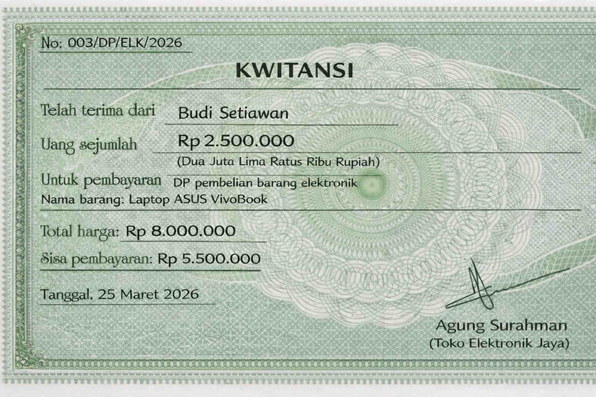 7 Contoh Kwitansi Untuk Pembayaran DP Berbagai Jenis Transaksi