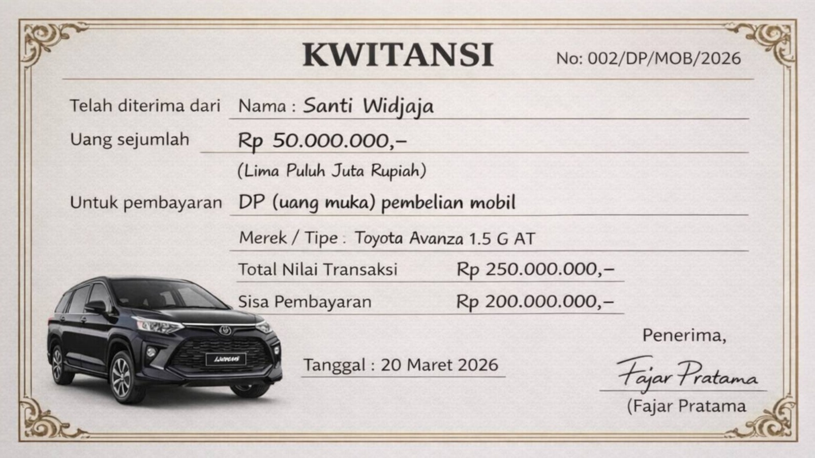 7 Contoh Kwitansi Untuk Pembayaran DP Berbagai Jenis Transaksi