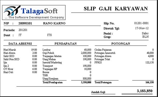 20 Contoh Slip Gaji Karyawan Beserta Fungsi, Format Dan Templatenya