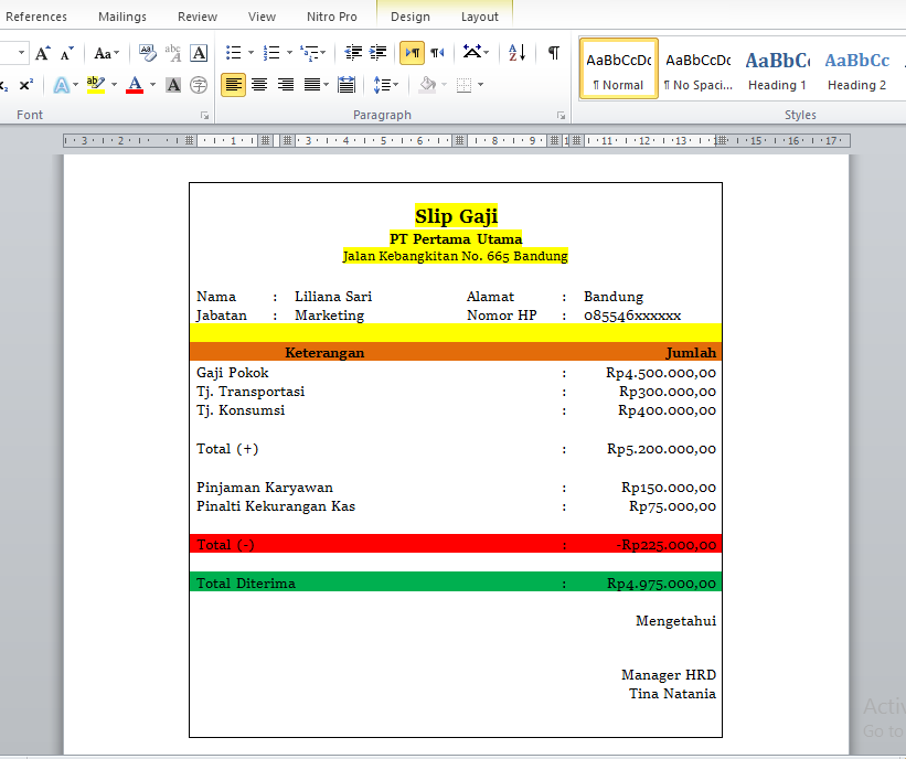 20 Contoh Slip Gaji Karyawan Beserta Fungsi, Format Dan Templatenya