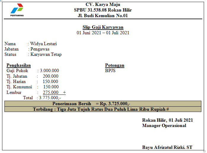 20 Contoh Slip Gaji Karyawan Beserta Fungsi, Format Dan Templatenya