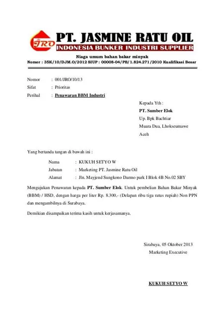 23 Contoh Surat Penawaran Produk Yang Benar Serta Templatenya