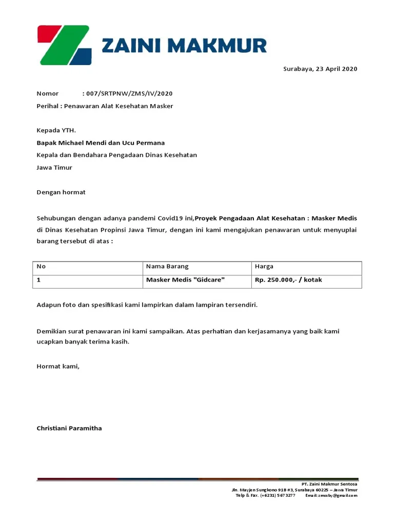 23 Contoh Surat Penawaran Produk Yang Benar Serta Templatenya