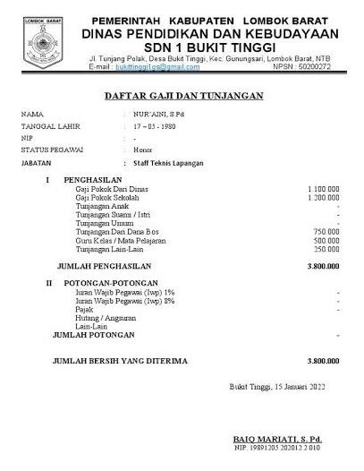 20 Contoh Slip Gaji Karyawan Beserta Fungsi, Format Dan Templatenya