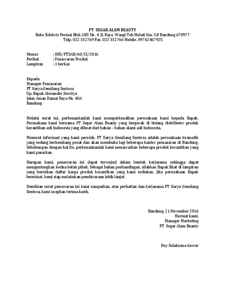 23 Contoh Surat Penawaran Produk Yang Benar Serta Templatenya